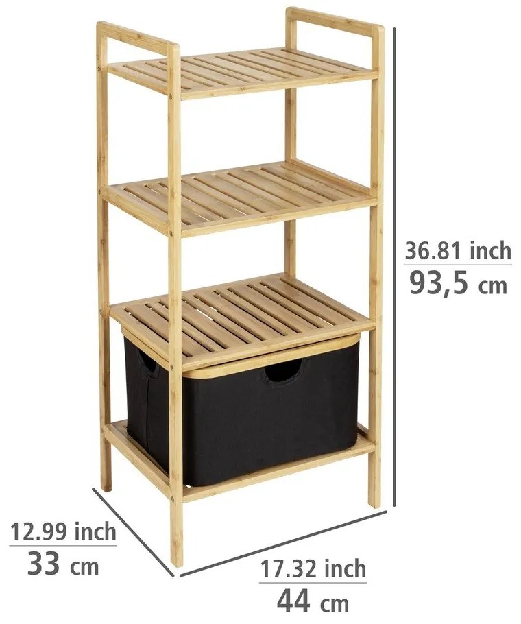 Černý/přírodní bambusový koupelnový regál 44x93,5 cm Ecori – Wenko