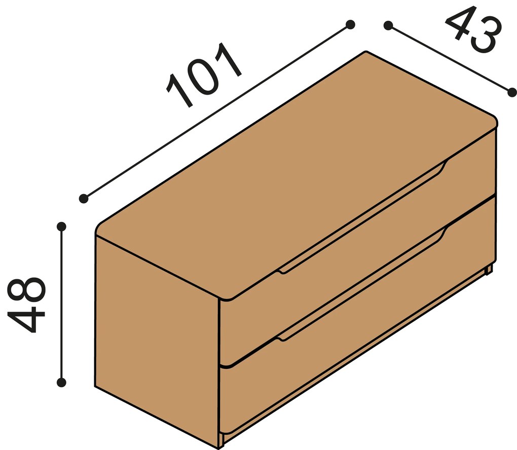 Komoda JELÍNEK FLABO 2Z2 Materiál: Dub, Moření: Mahagon