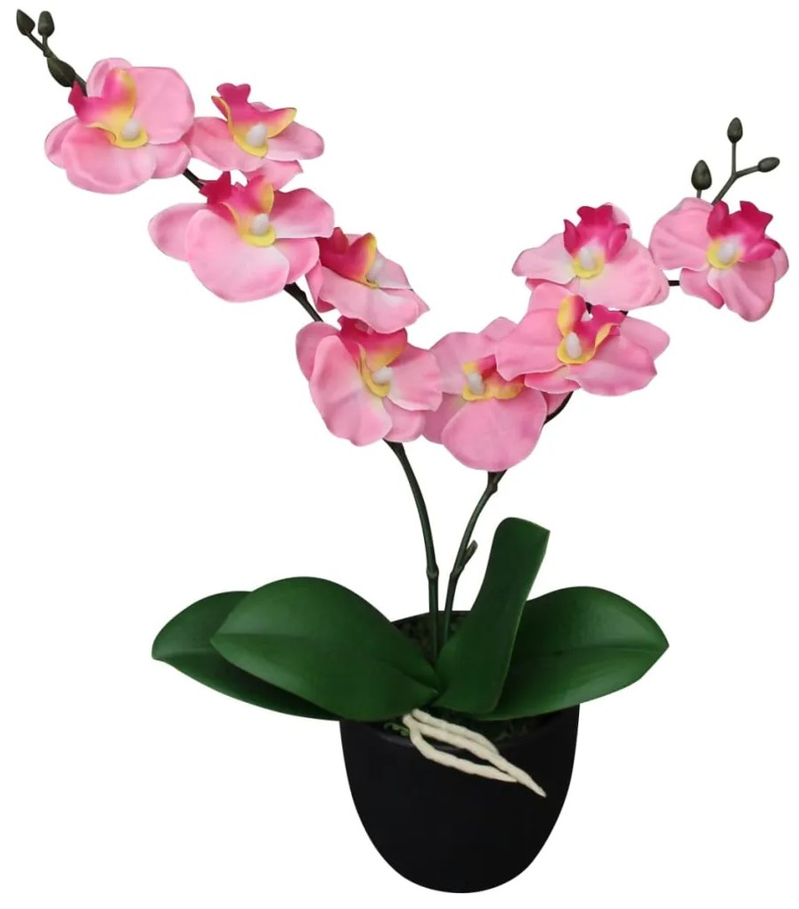Umělá rostlina orchidej s květináčem 30 cm růžová 244422