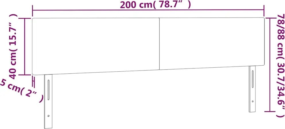 Čelo postele s LED tmavě šedé 200x5x78/88 cm textil 3121355