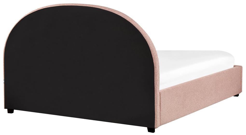Buklé postel 160 x 200 cm s úložným prostorem pastelová růžová VAUCLUSE Beliani