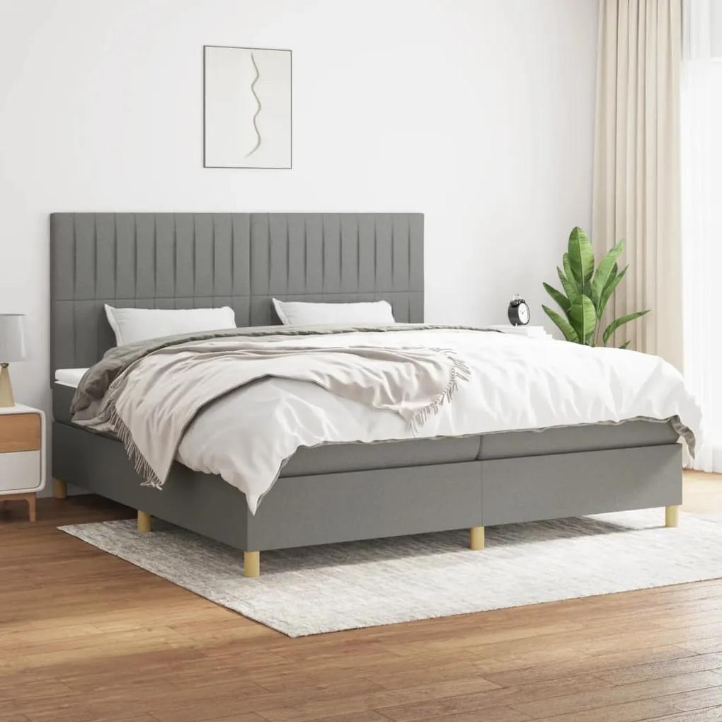 Box spring postel s matrací tmavě šedá 200x200 cm textil,  3142522