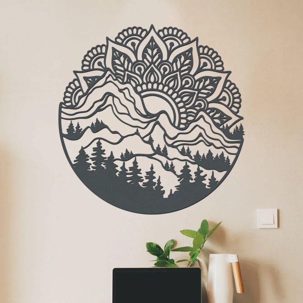 dřevo života Dřevěná mandala MANDALA HORY Zvolte rozměr (cm): 80x80, Zvolte barvu dekoru: Dub zlatý