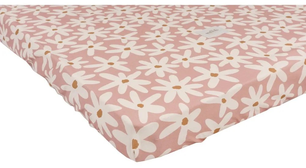 Napínací bavlněné dětské prostěradlo do postýlky 80x160 cm Blush Daisies – Malomi Kids