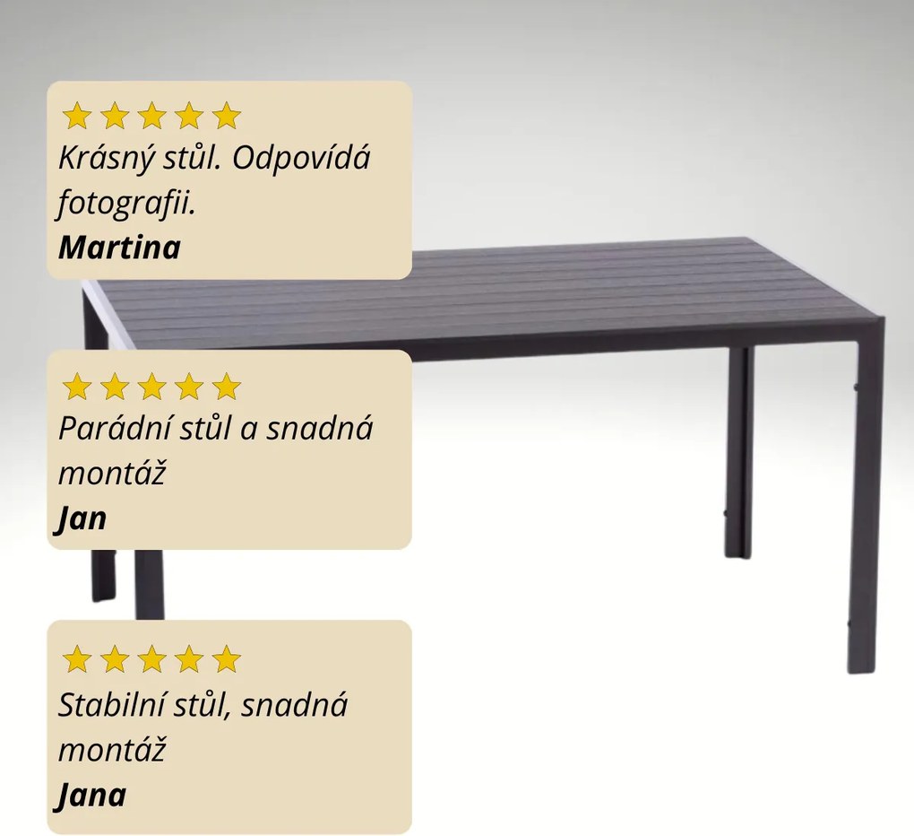 Vikio Zahradní jídelní stůl 140x80cm DT166 antracit