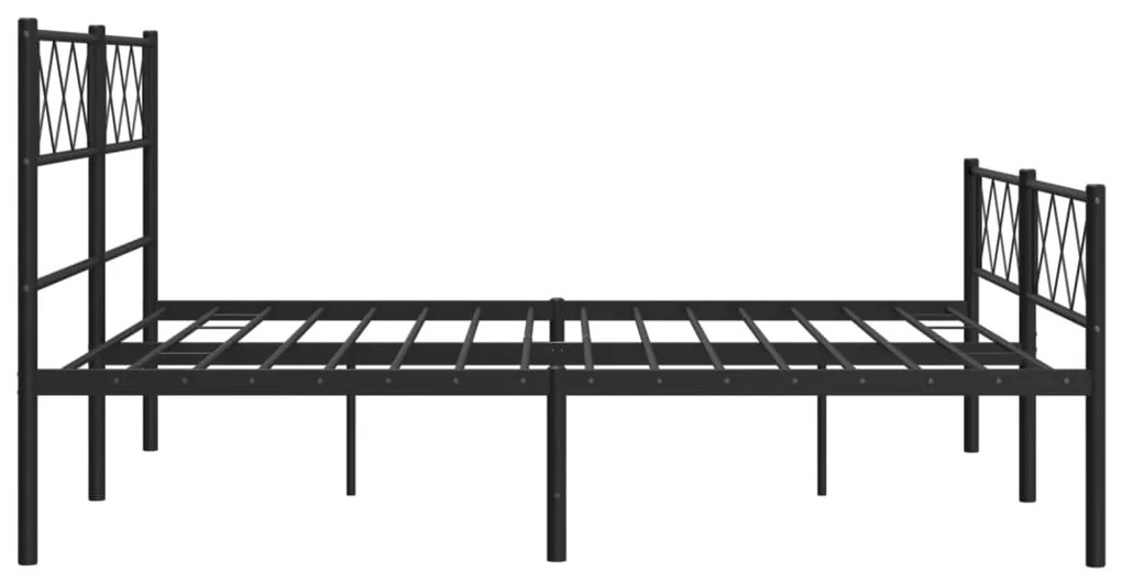 Kovový rám postele s hlavovým a nožním čelem černý 120 x 190 cm - Default Title