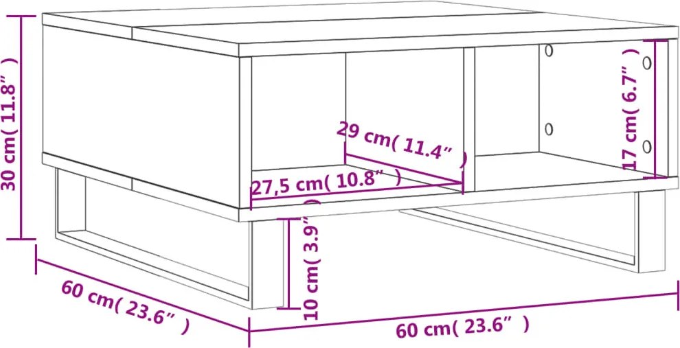 vidaXL Konferenční stolek 60 x 60 x 30 cm kompozitní dřevo [827050] Barva: kouřový dub