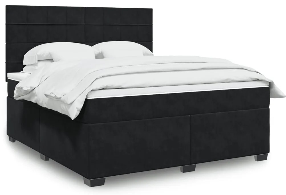 Box spring postel s matrací černá 180x200 cm samet 3293280