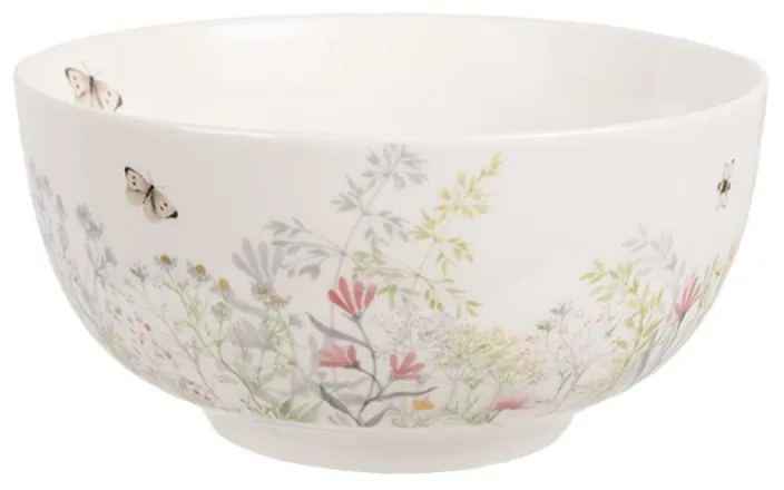 Bílá porcelánová miska na polévku s lučními květinami a motýlky Wildflower Fields – 500 ml