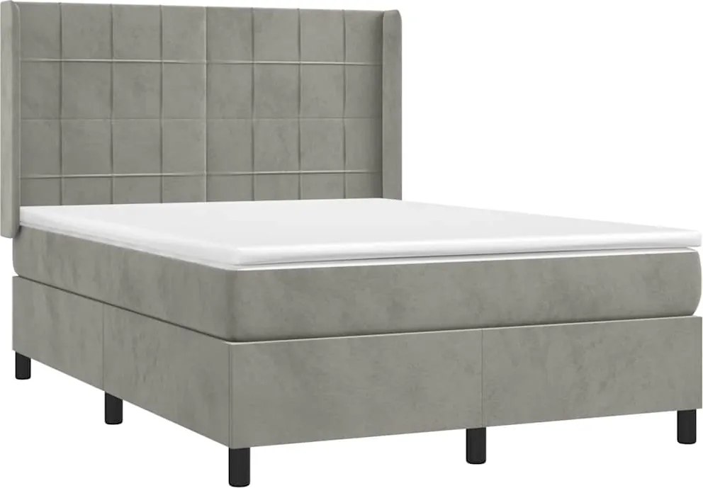 Box spring postel s matrací světle šedá 140x200 cm samet 3132681