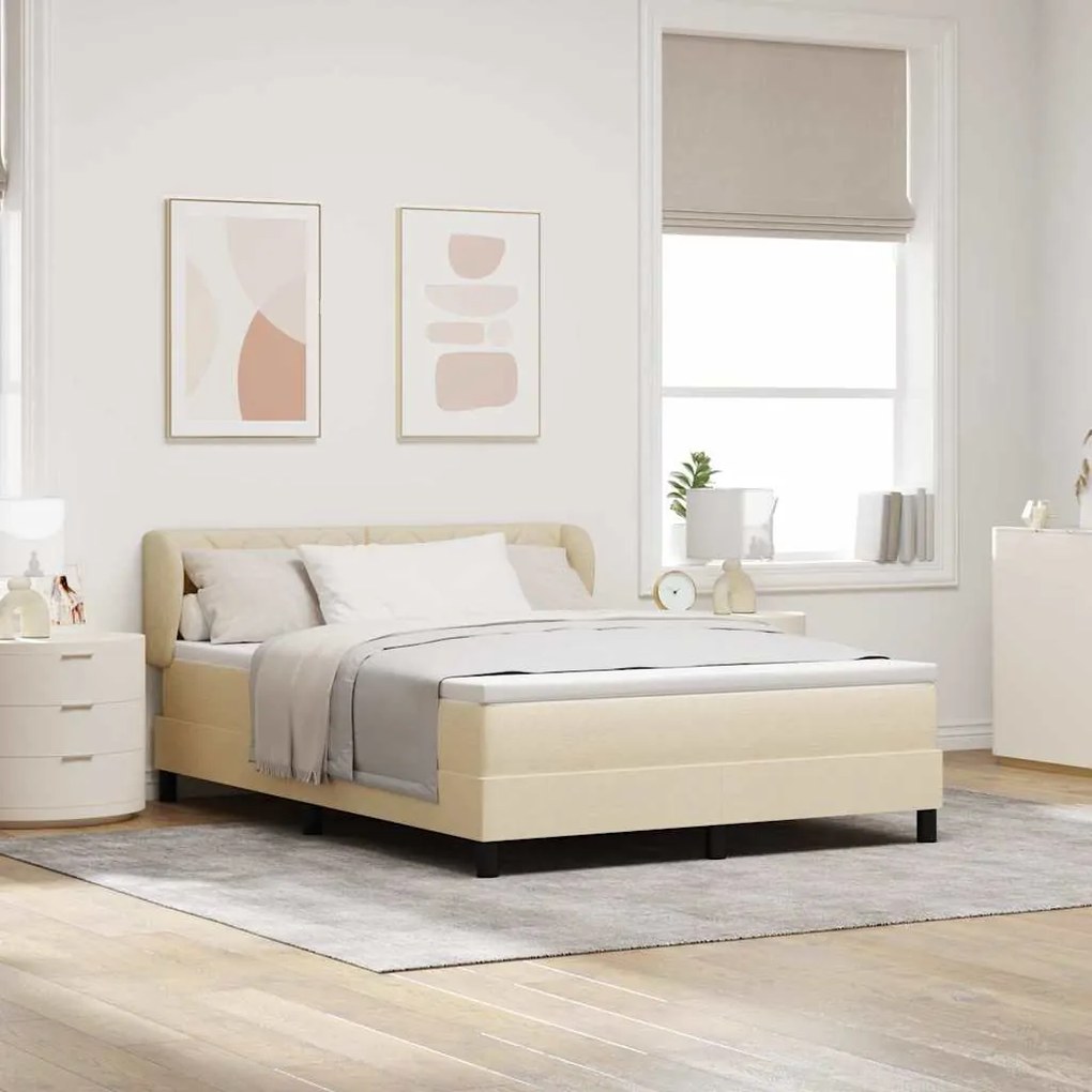 Postel s boxspringem s čelo Krémová 160 x 200 cm textil 3340099