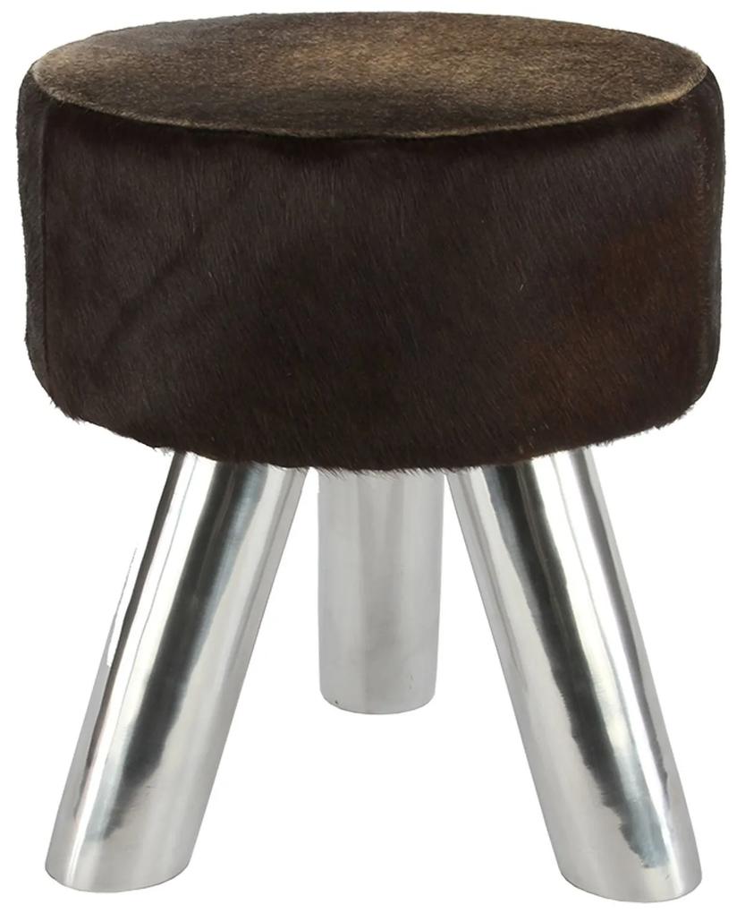 Kovová kulatá stolička Gotta s koženým sedákem - Ø35 x 42 cm