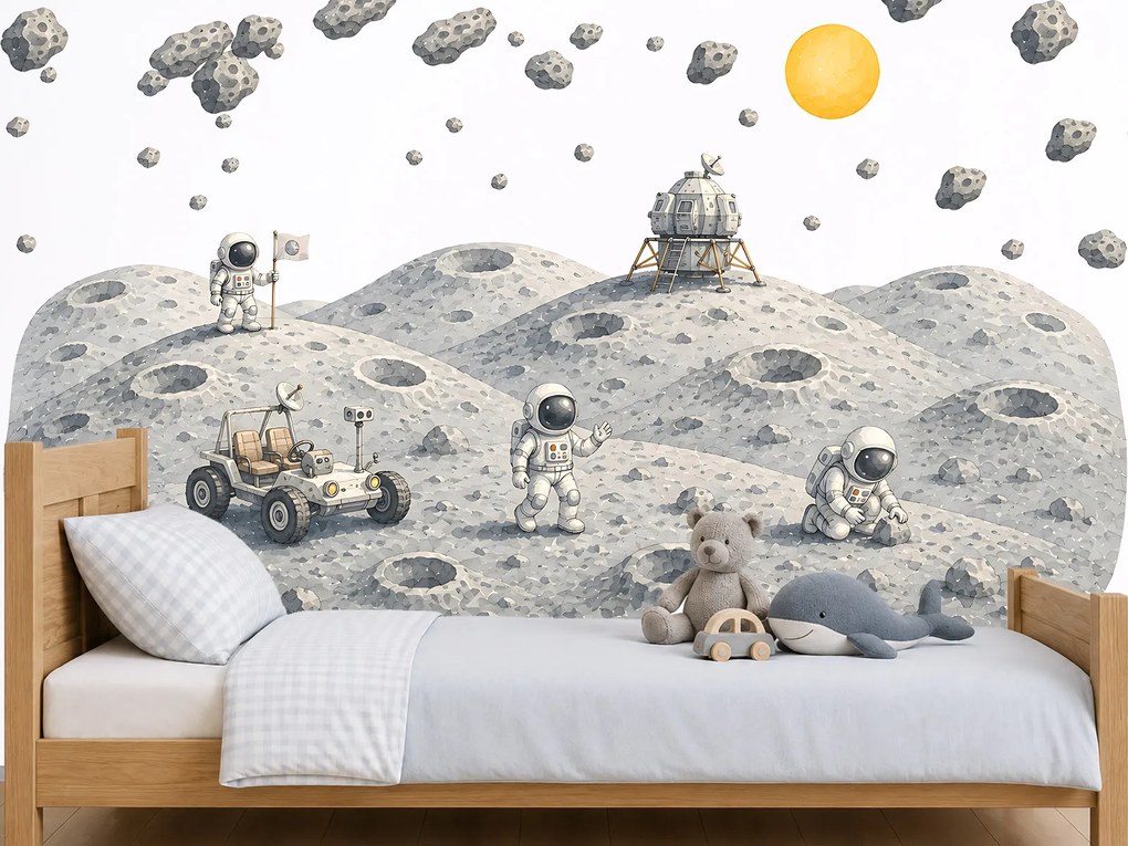 Astronauti na měsíci vesmírné samolepky na zeď arch 75 x 32 cm