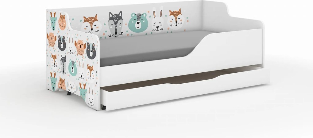 Wooden Toys Dětská postel LILU 160x80 ZVÍŘÁTKA – komplet