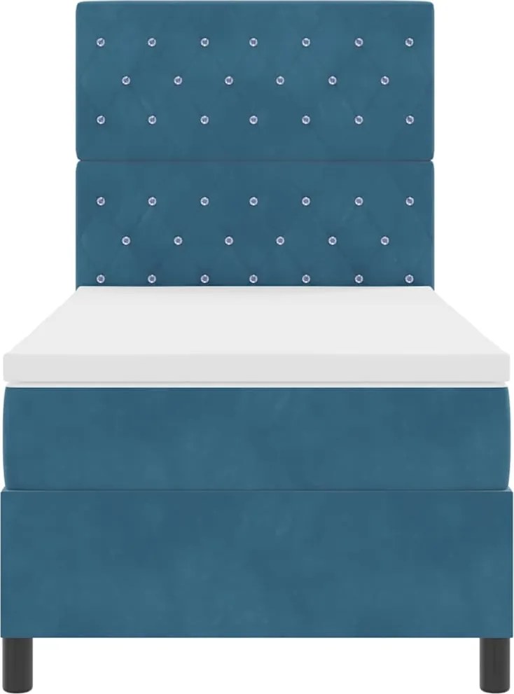 Postel s boxspringem s matrací Tmavě modrá 90 x 200 cm samet 3339744