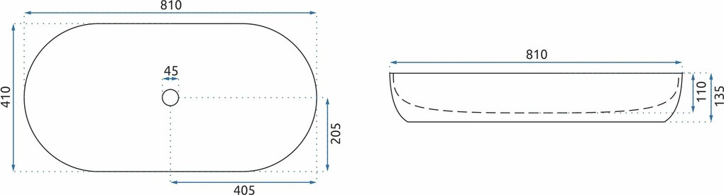 Rea Cleo umyvadlo, 81 x 41 cm, imitace kamene mramor, REA-U8403