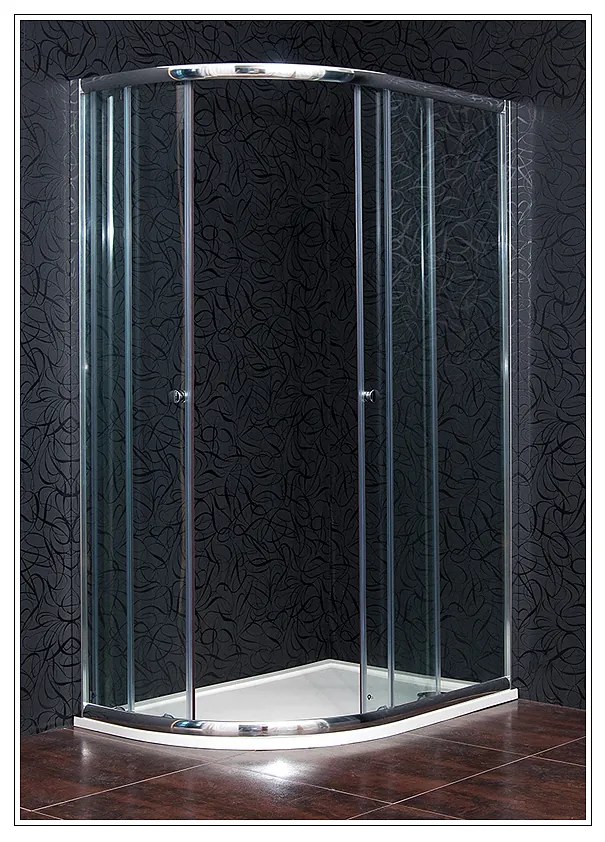 ARTTEC Sprchový kout čtvrtkruhový KLASIK 120 x 80 cm chinchilla sklo s vaničkou z litého mramoru STONE pravé provedení PAN04581