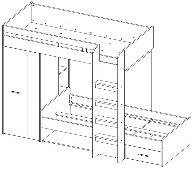 Dvoupatrová úložná postel Maxi