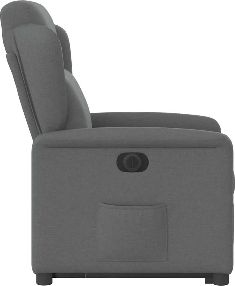 Elektrické zvedací polohovací křeslo tmavě šedé textil 3303155