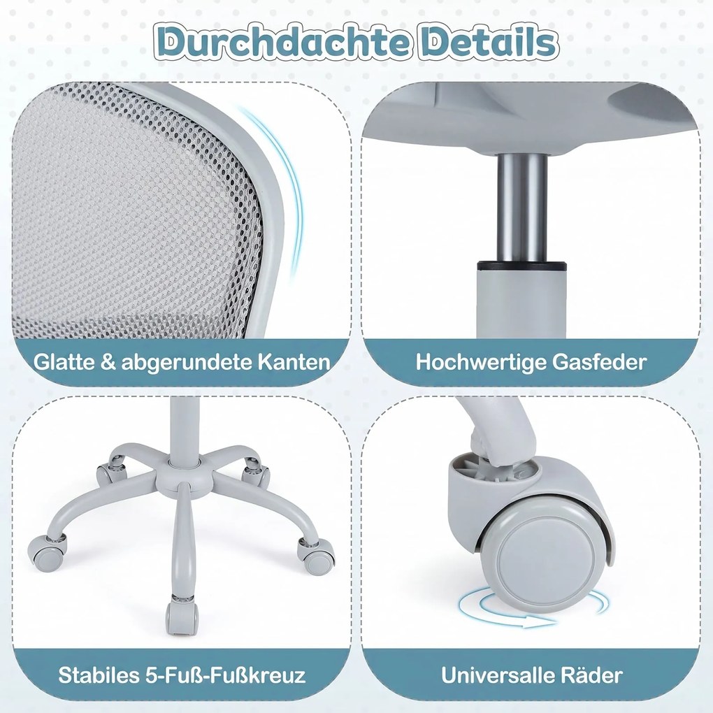 Costway Ergonomická dětská psací židle s nastavitelnou výškou a – modrý
