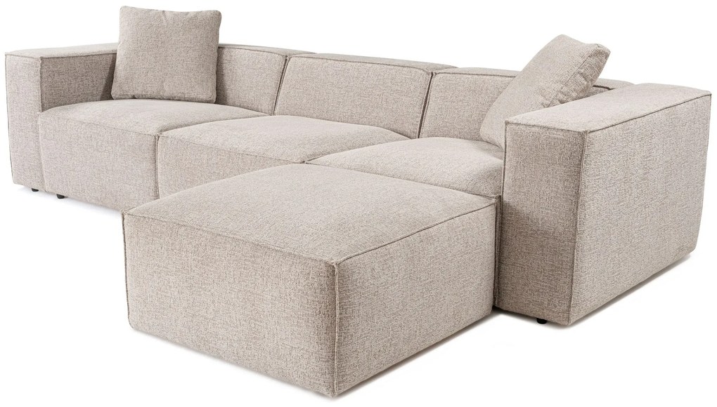 Hanah Home Čtyřmístná pohovka s pufem LORA mocha 303 cm