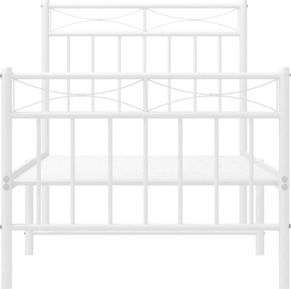 vidaXL Kovový rám postele s hlavovým a nožním čelem 75 x 190 cm [373748] Barva: Bílá