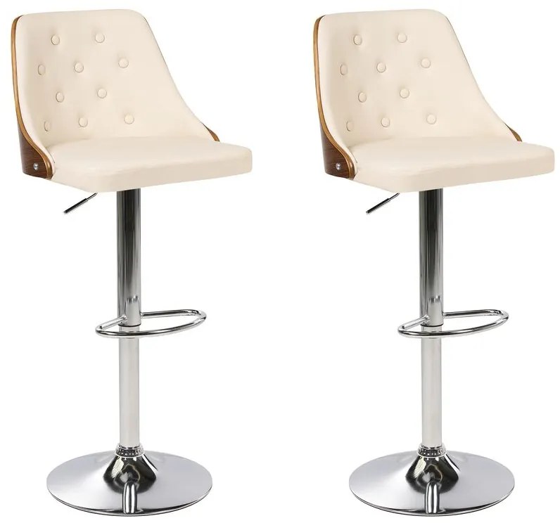 Sada 2 otočných barových židlí z umělé kůže béžové VANCOUVER Beliani