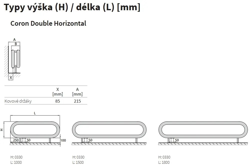 Isan Coron Double Horizontal 330 x 1000 mm koupelnový radiátor bílý