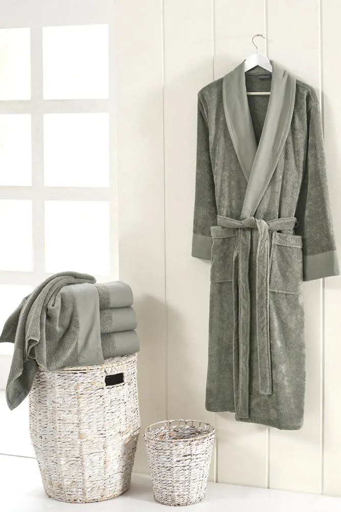 Pánský župan AXEL + ručník + osuška + dárkový box S Khaki