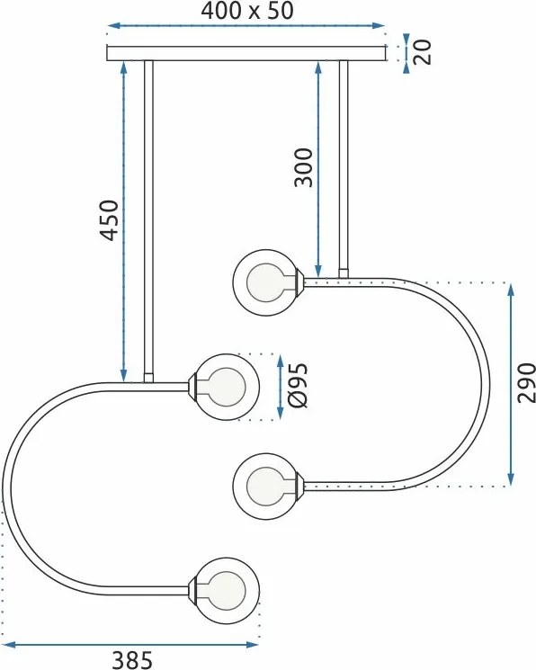 Toolight Toolight, závěsné svítidlo 4xG9 APP639-4CP, zlatá, OSW-05690