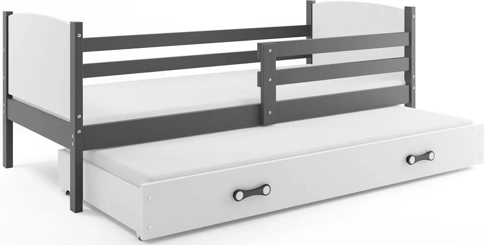 b2b1 BMS-group Dětská postel s přistýlkou TAMI 2 80x190 cm, grafitová/bílá Pěnová matrace