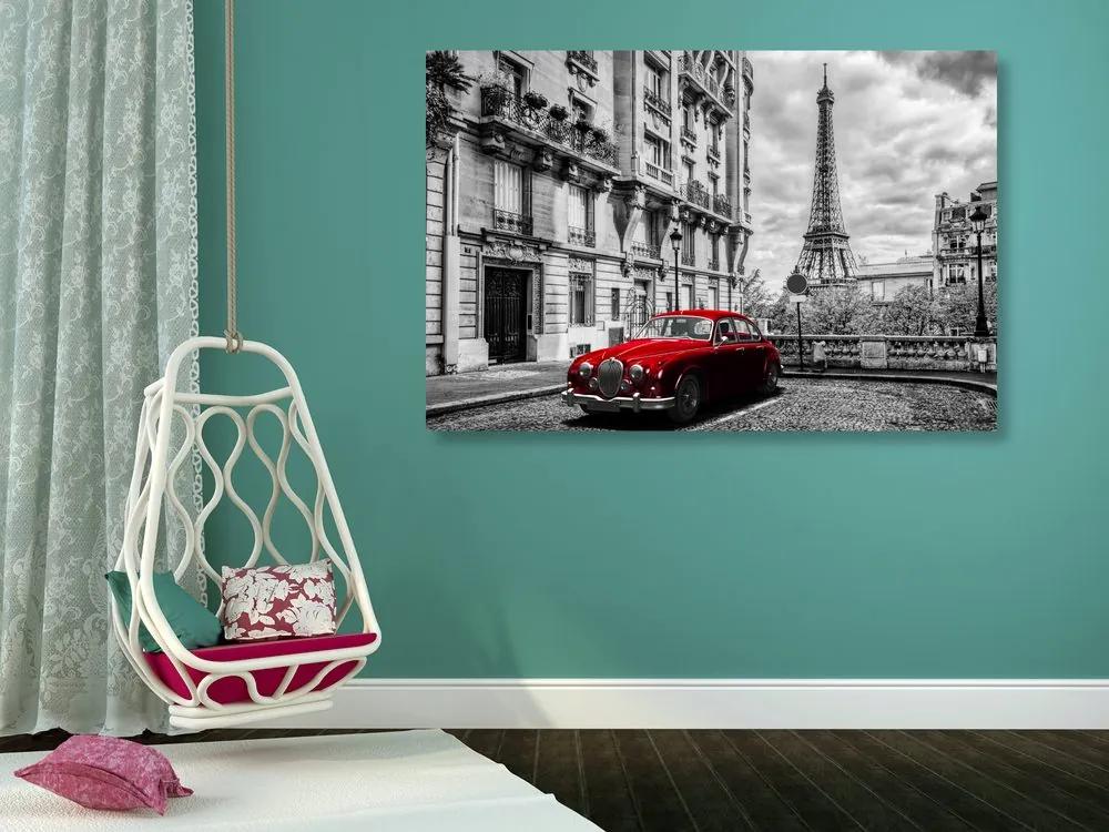 Obraz červené retro auto v Paříži Varianta: 120x80