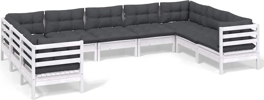 9dílná zahradní sedací souprava s poduškami bílá borovice 3097320
