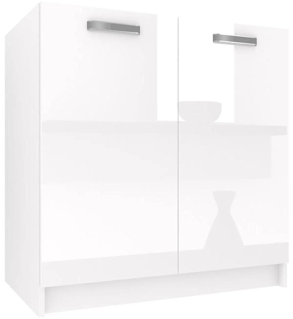 Kuchyňská skříňka Belini dřezová 80 cm bílý lesk  bez pracovní desky  INF INF SDZ80/0/WT/W/0/F