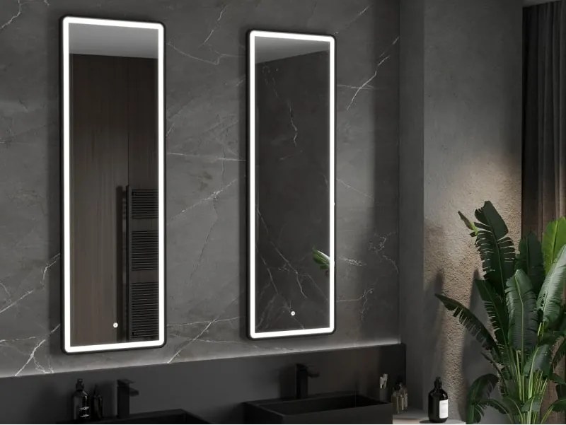 Mexen Coro koupelnové zrcadlo podsvícené 50 x 150 cm, LED 6000K, protimlhové, černý rám - 9817-050-150-611-70