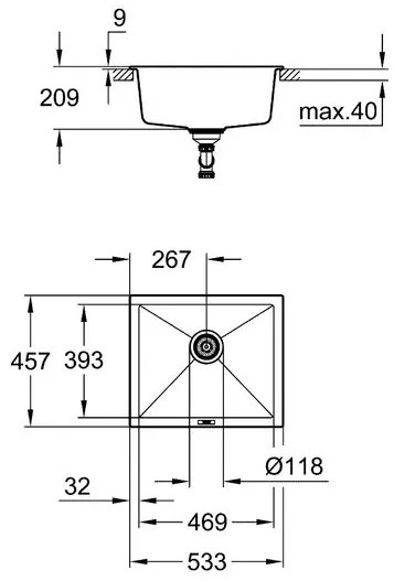 Grohe K700 Dřez pro hloubkovou instalaci 31654AT0