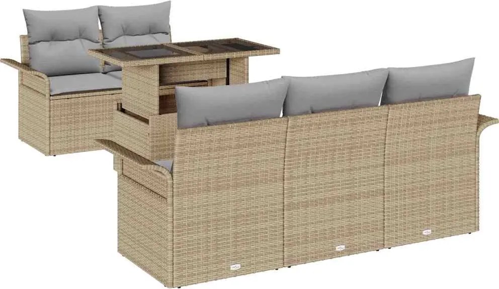 Sada zahradních pohovek 6 ks Béžová polyratan 3348196