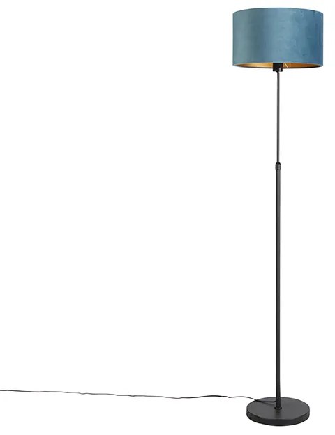 Stojací lampa černá s velurovým odstínem modrá se zlatem 35 cm - Parte