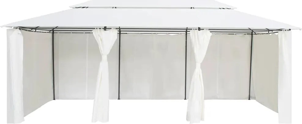 Zahradní altán se závěsy 600 x 298 x 270 cm bílý 180 g/m² 310073