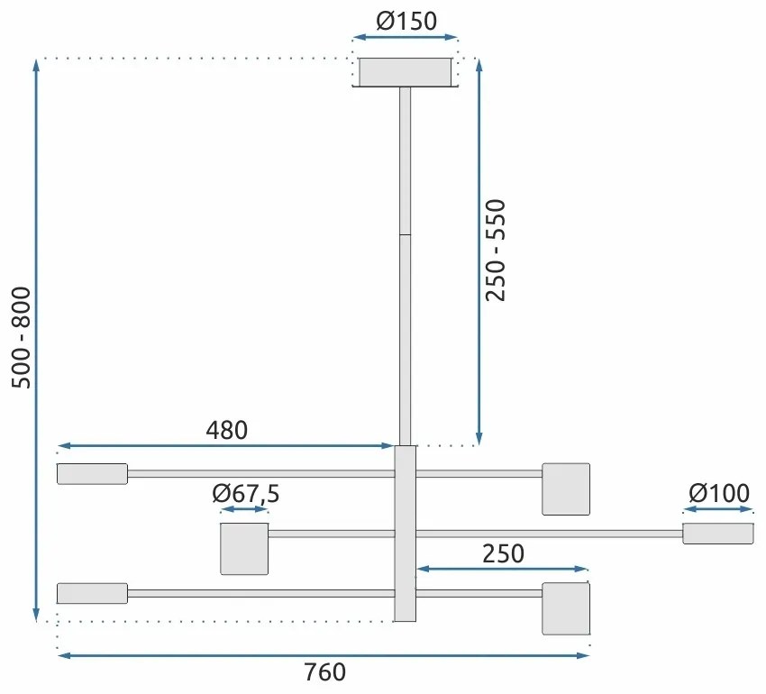 Stropní svítidlo Diagonal Six černé