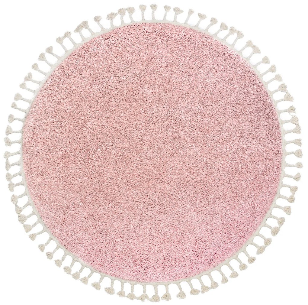 Dywany Łuszczów, Kusový koberec Berber 9000 pink kruh, 160x160 (průměr) kruh, růžová, obývací pokoj