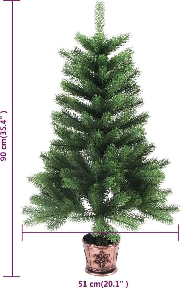 vidaXL Umělý vánoční stromek s LED a sadou koulí 90 cm zelený [3077552] Barva: Bílá