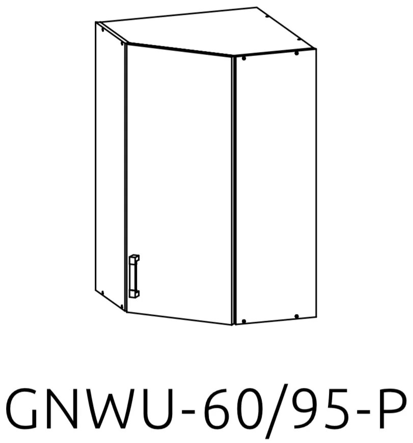 Horní rohová skřínka kuchyně Sole vnitřní GNWU-60/95 Zvolte stranu: levé provedení, Barva korpusu skříněk: Šedá grenola, Barva dvířek: Bílá lesk.