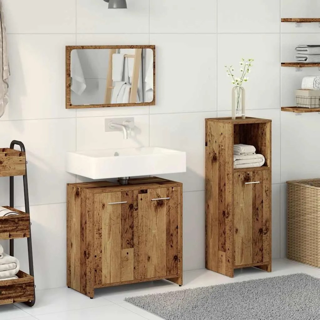 3dílná koupelnová sestava old wood kompozitní dřevo 3328559