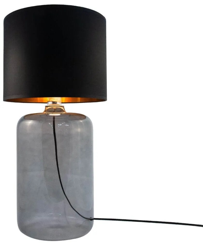 Amarsa, stolní lampa Zuma Line Barva skla: Kouřová, Barva stínidla: Černo-zlatá