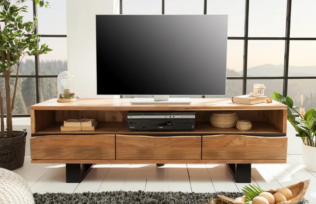 Moebel Living Masivní akátový TV stolek Holz 160 x 41 cm