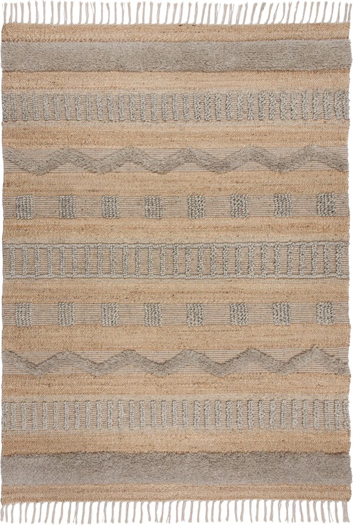 Kusový koberec Jubilant Medina Jute Natural/Grey, 120x170, béžová, obývacia izba, Flair Rugs