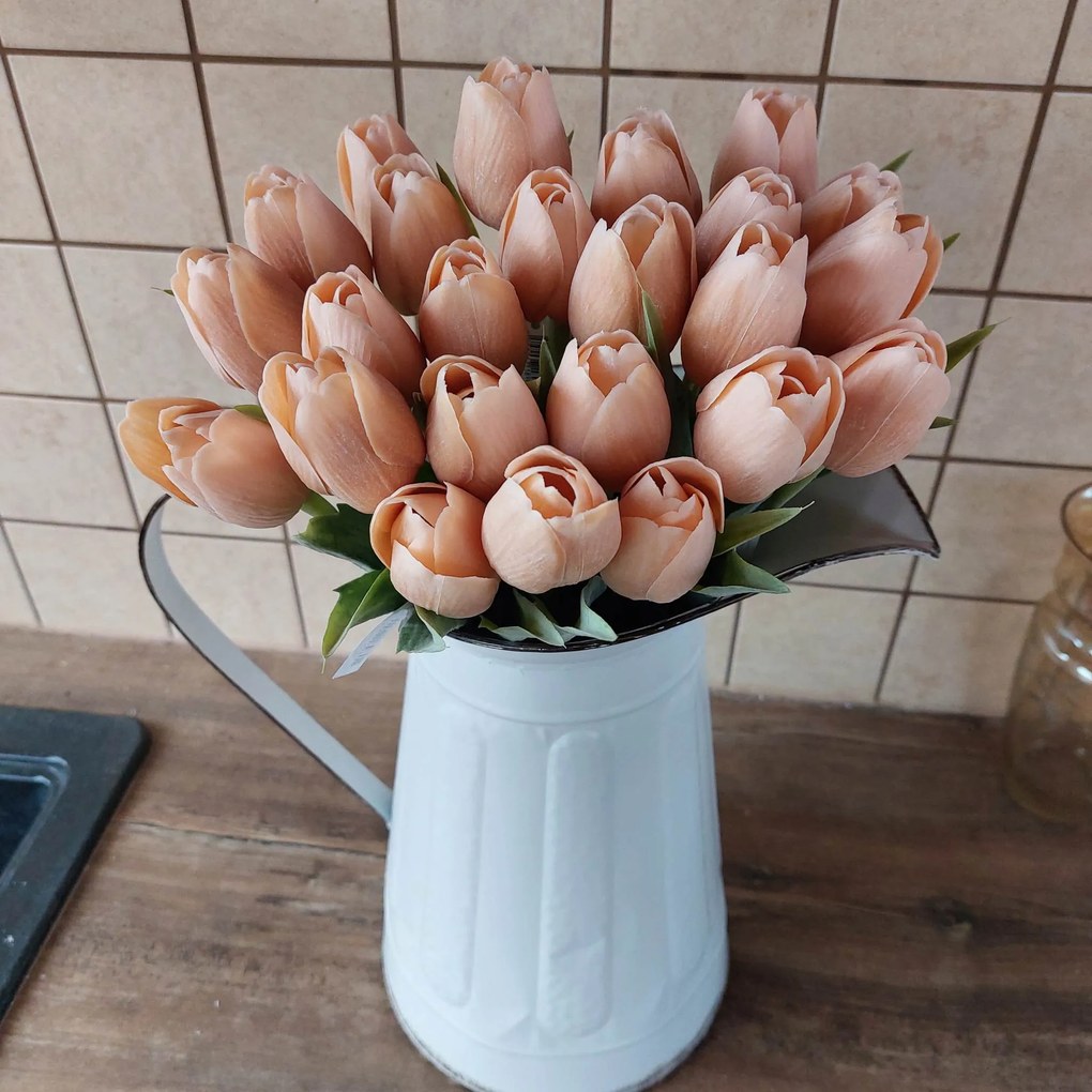Umělý tulipán - broskvový tmavý