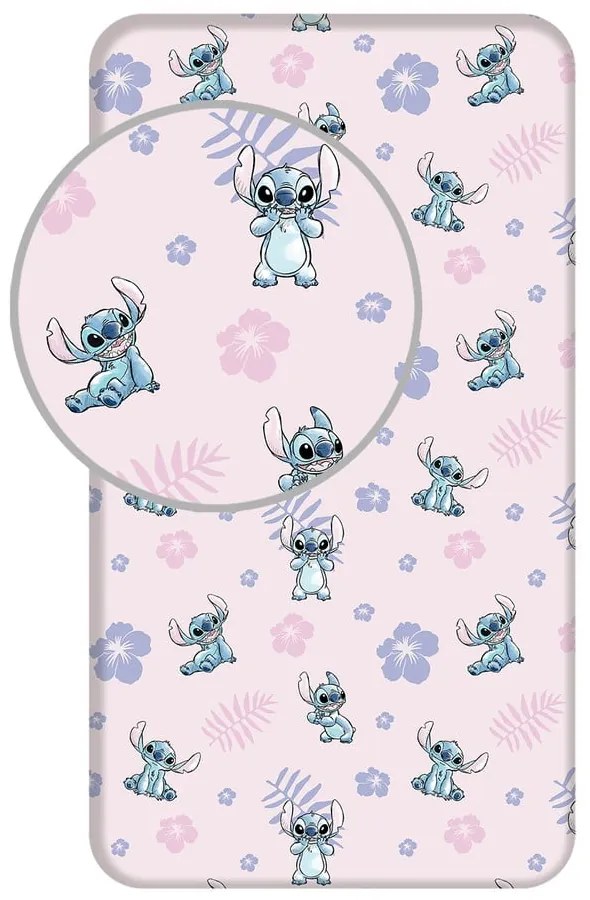 Napínací bavlněné dětské prostěradlo na jednolůžko 90x200 cm Lilo and Stitch – Jerry Fabrics