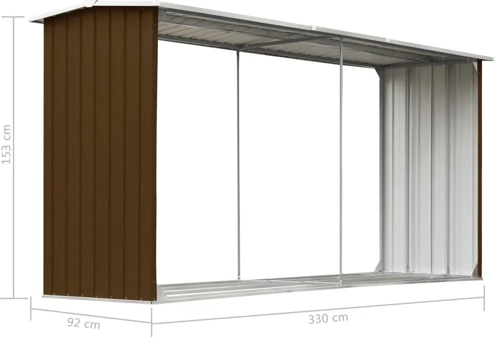 vidaXL Zahradní kůlna na dříví pozinkovaná ocel 330x92x153 cm [47087] Barva: Šedá